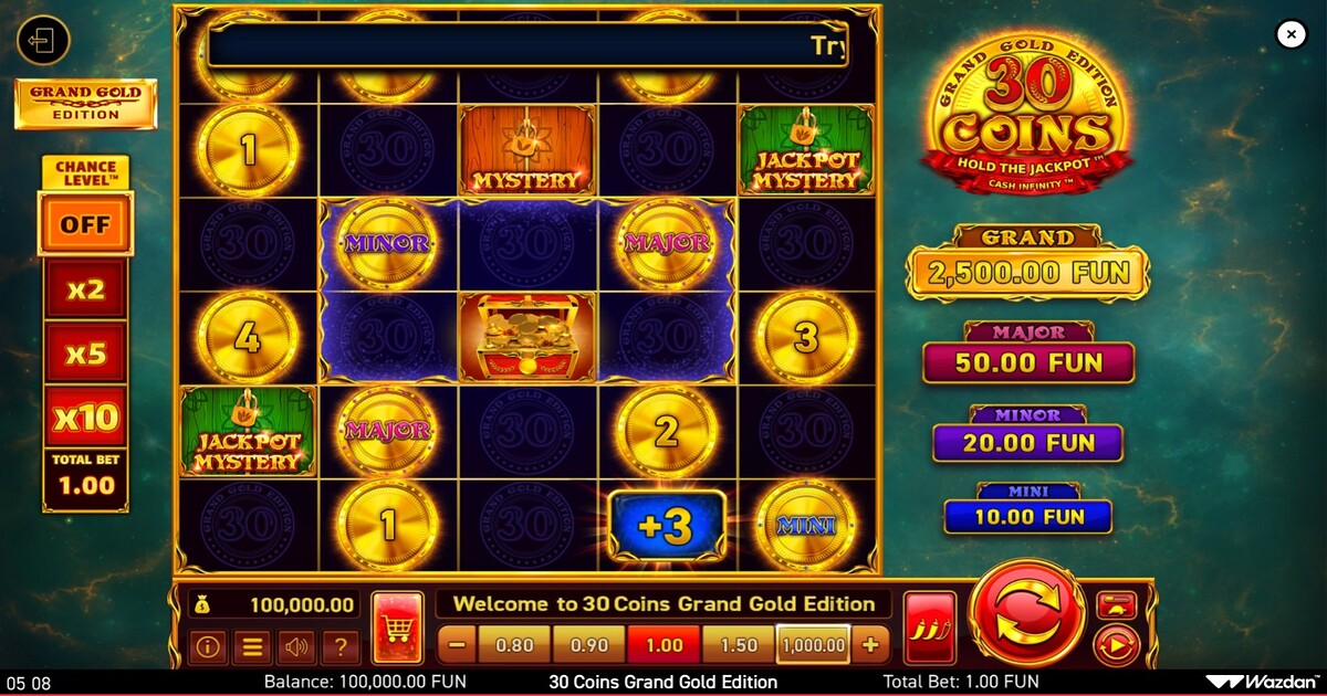 30 Coins Grand Gold Edition Slot Review, Bonuses & Free Play (96.2% RTP)