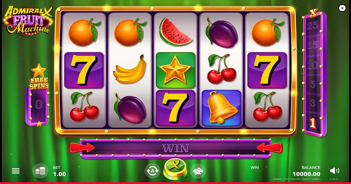 AdmiralX Fruit Machine Slot Bewertung, Demo & Boni (95.3% RTP)