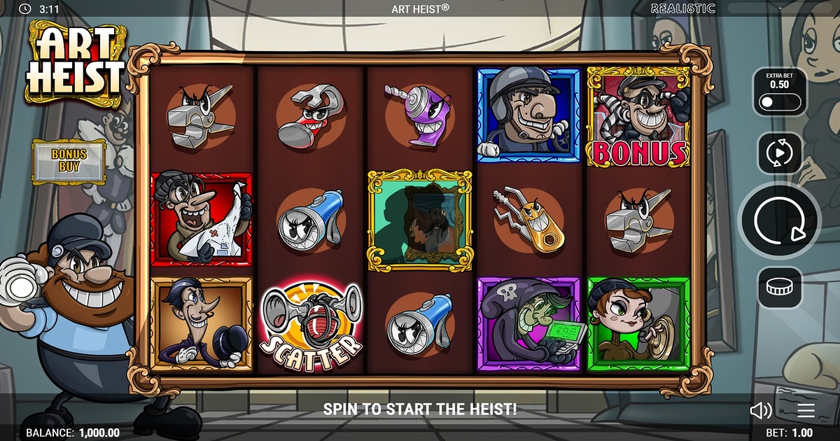 Art Heist Slot Review, Bonuses & Free Play (96.15% RTP)
