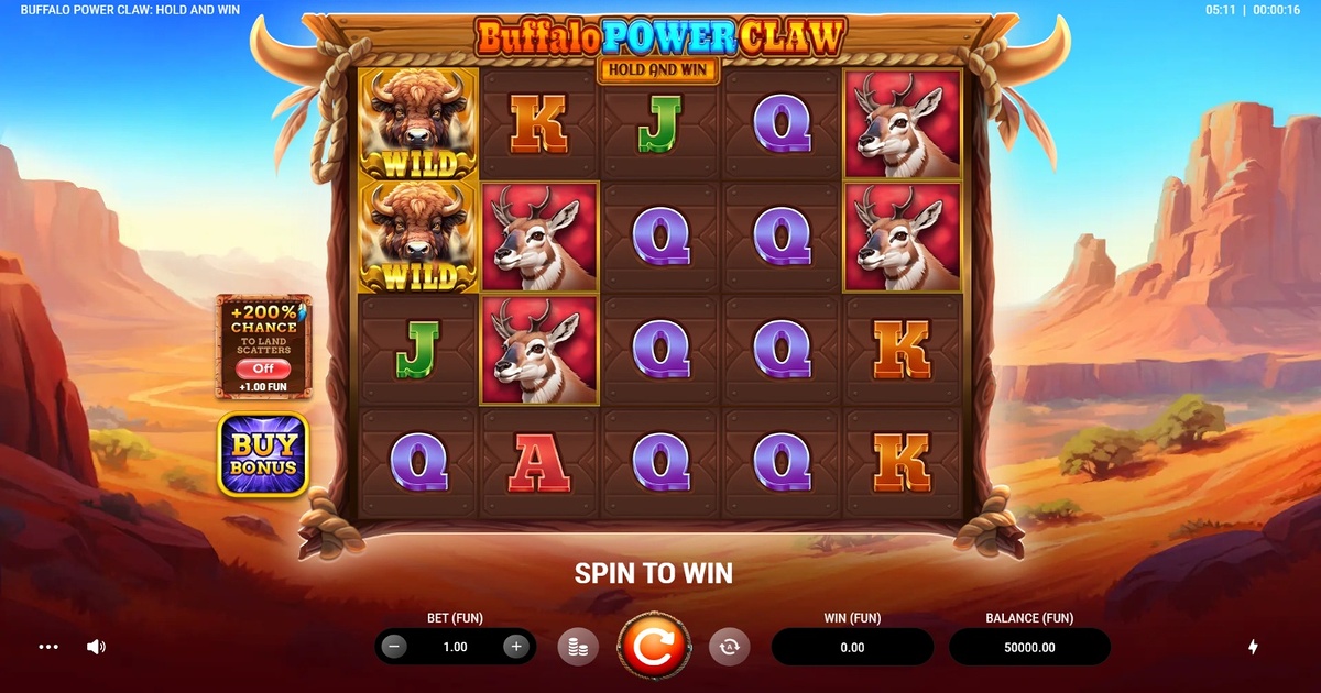 Buffalo Power Claw Hold and Win Slot Review, Bonuses & Free Play (95% RTP)