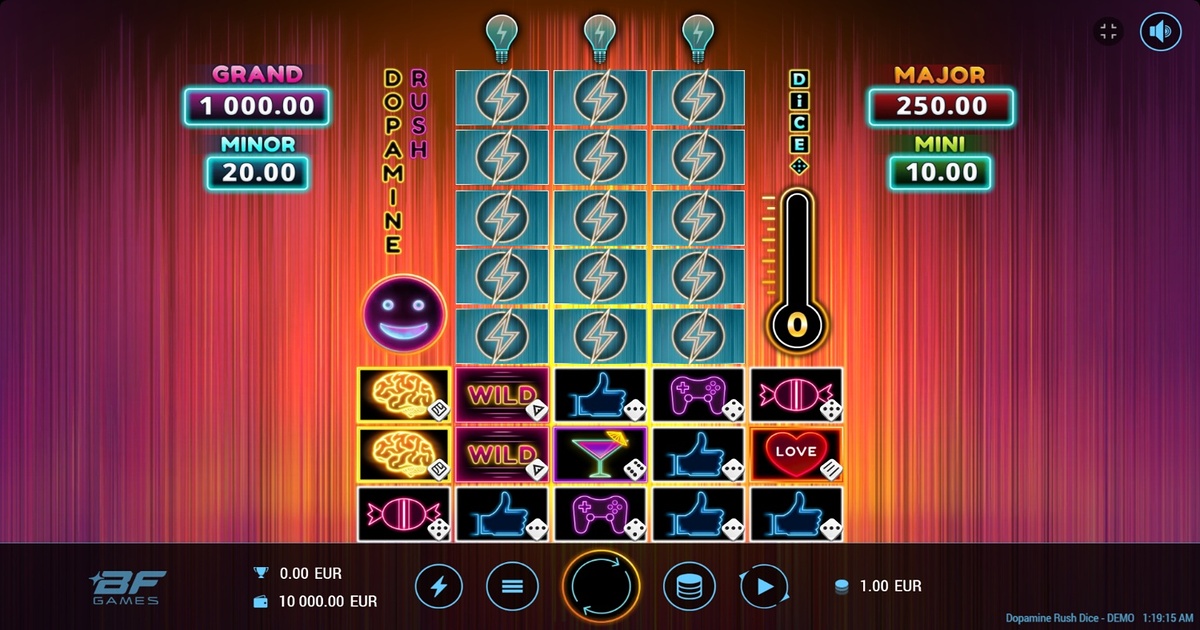 Dopamine Rush Dice Slot Review, Bonuses & Free Play (96.03% RTP)