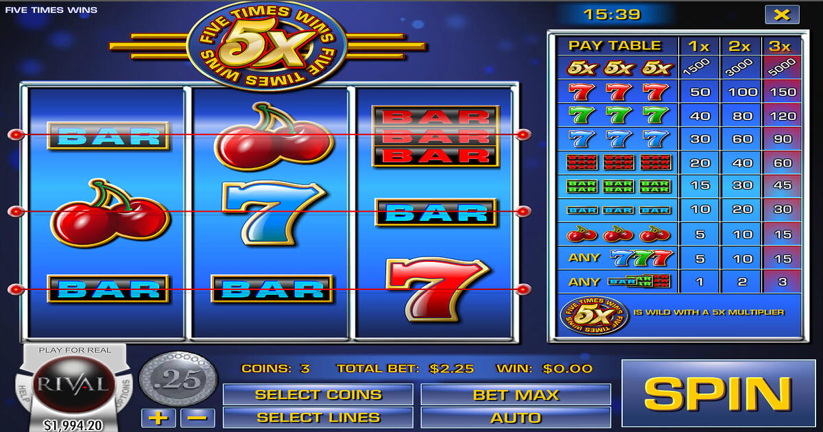 Five Times Wins Slot Bewertung, Demo & Boni (95.7% RTP)