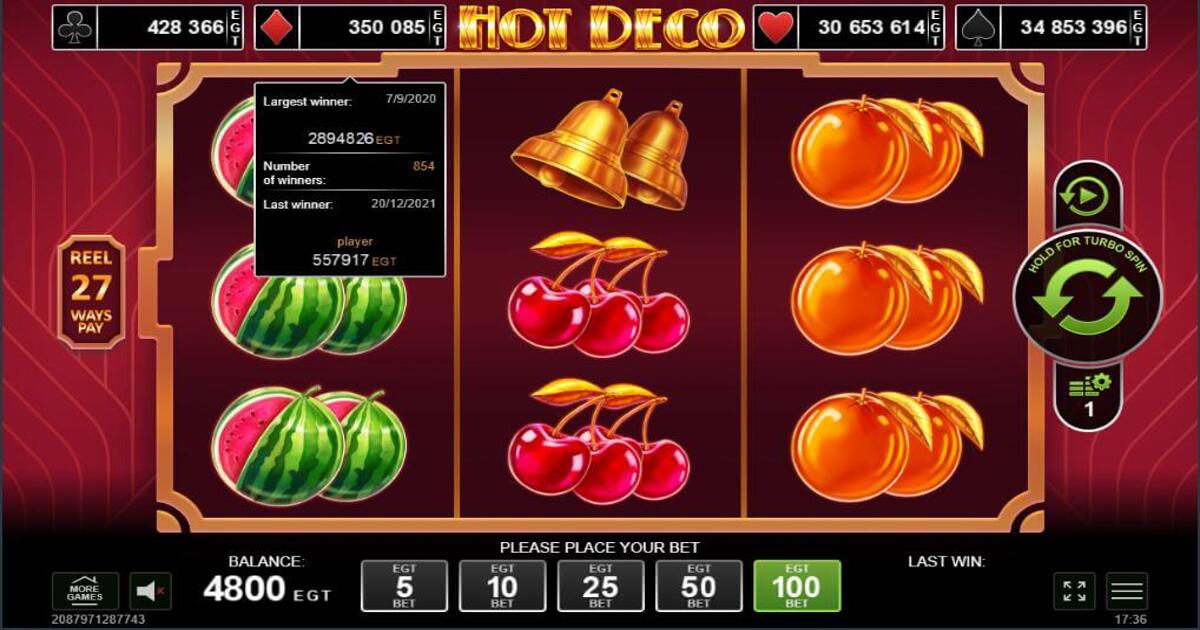 Hot Deco Slot Review, Bonuses & Free Play (95.74% RTP)