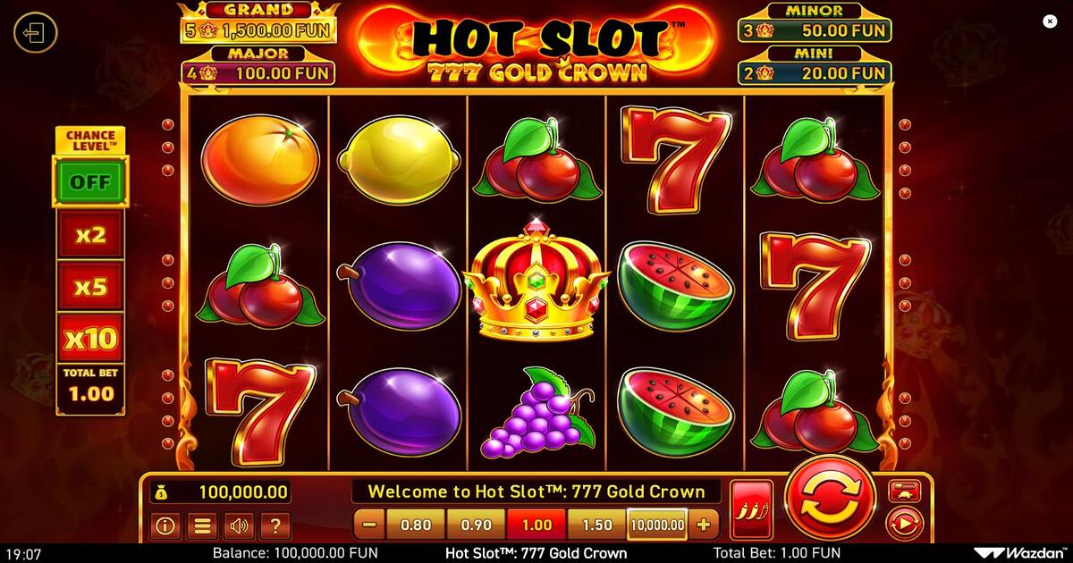 Hot Slot 777 Gold Crown Slot Review, Bonuses & Free Play (96.14% RTP)