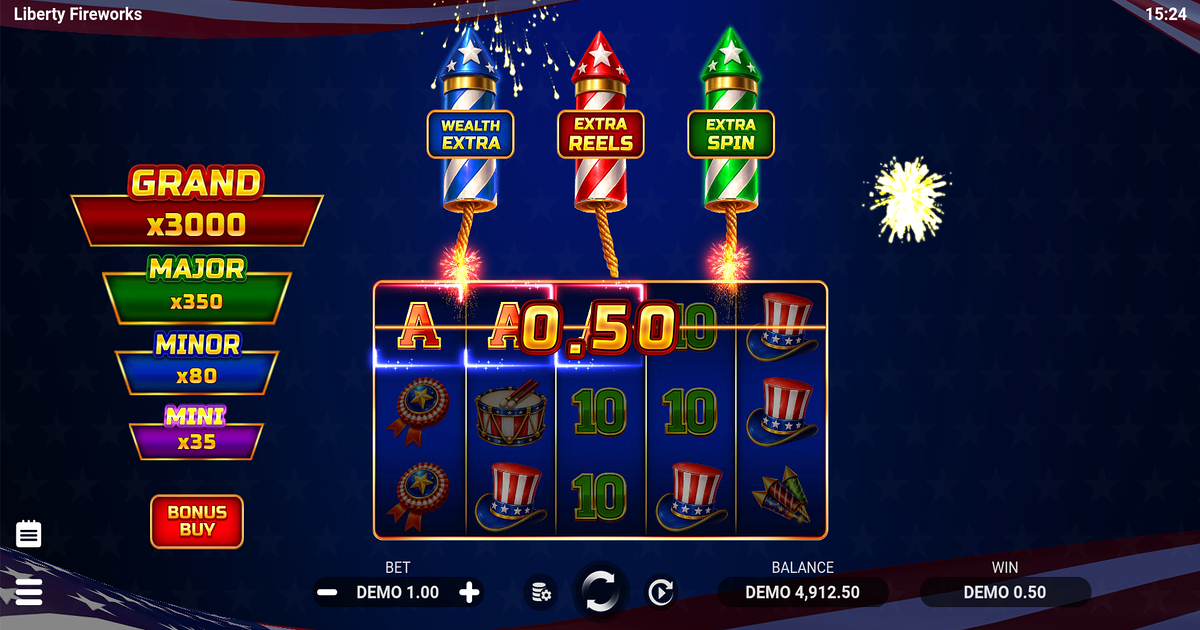 Liberty Fireworks Slot Bewertung, Demo & Boni (96.02% RTP)
