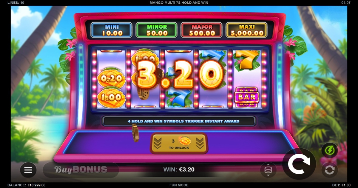 Mango Multi 7s Hold and Win Slot Bewertung, Demo & Boni (96% RTP)