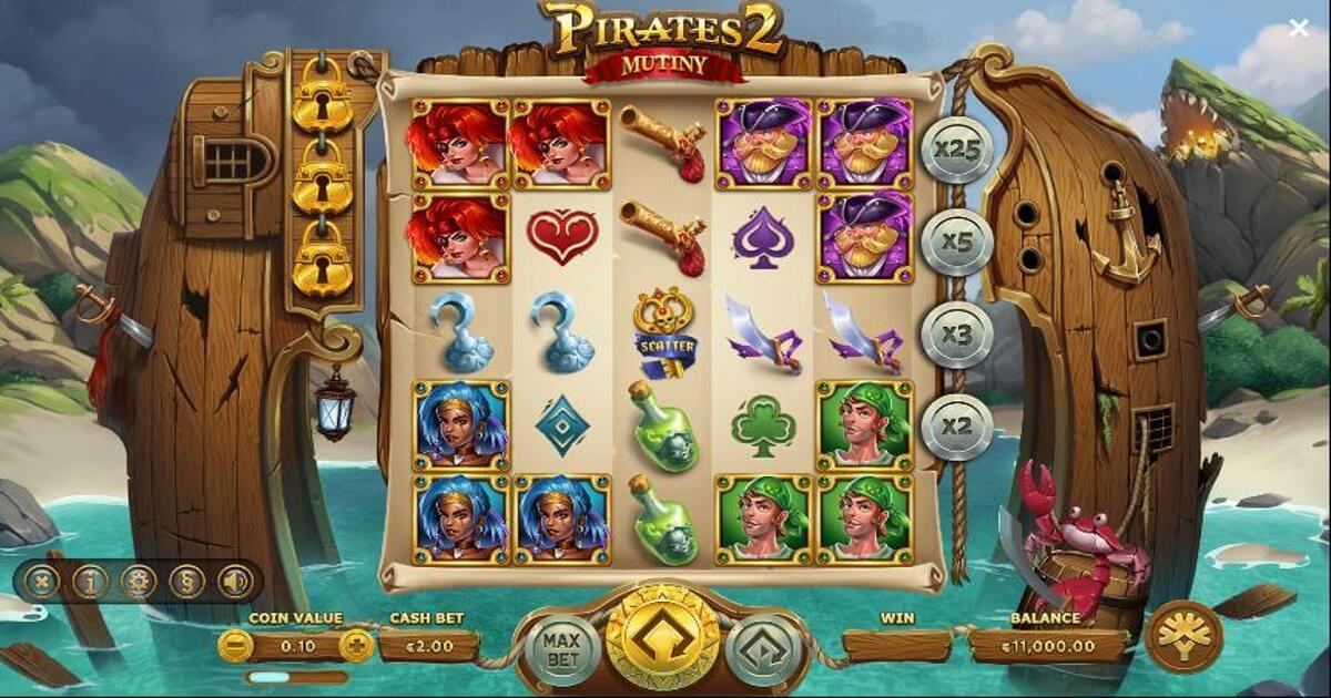 Pirates Mutiny 2 Slot Review, Bonuses & Free Play (96.2% RTP)