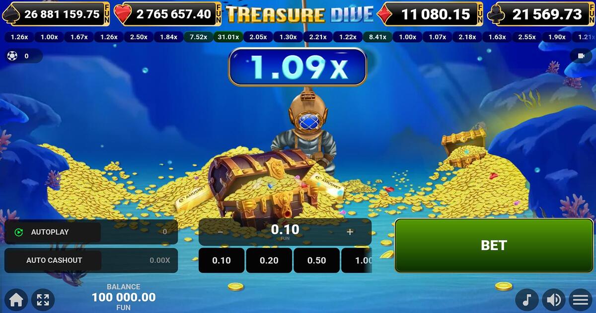 Treasure Dive Review, Bonuses & Free Play (97% RTP)
