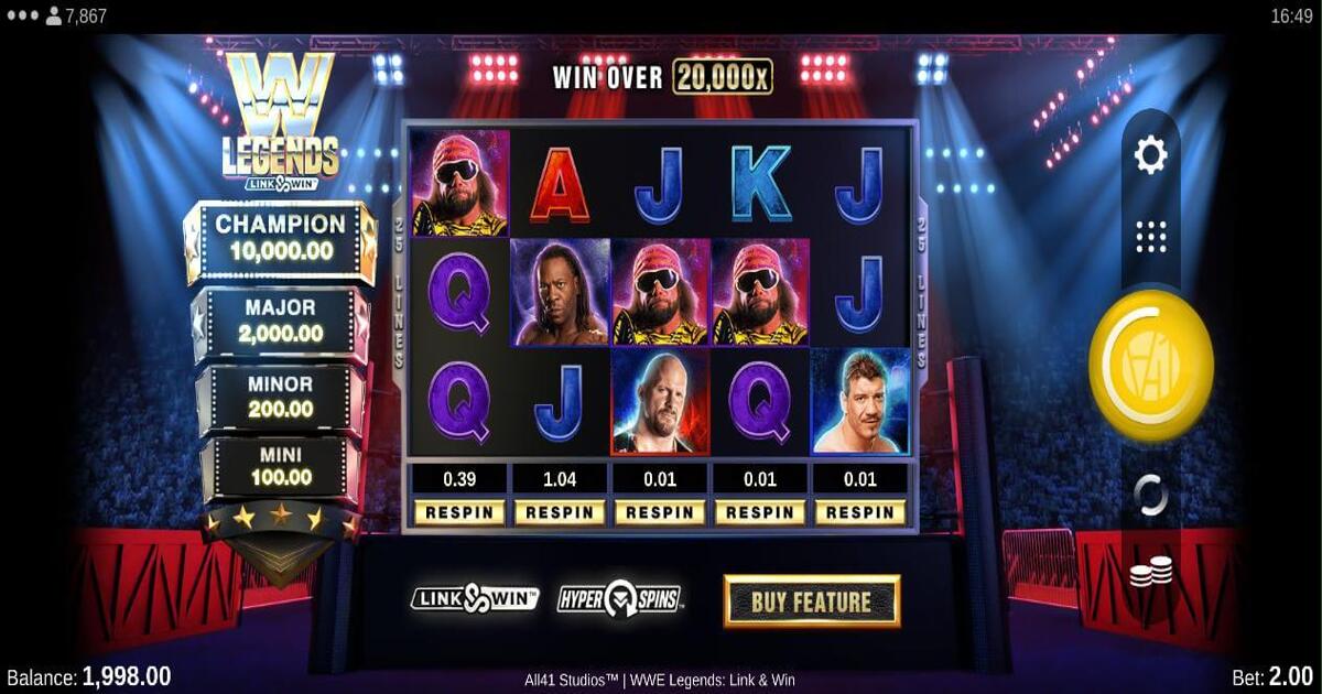 WWE Legends Link And Win Slot Review, Bonuses & Free Play (96.4% RTP)