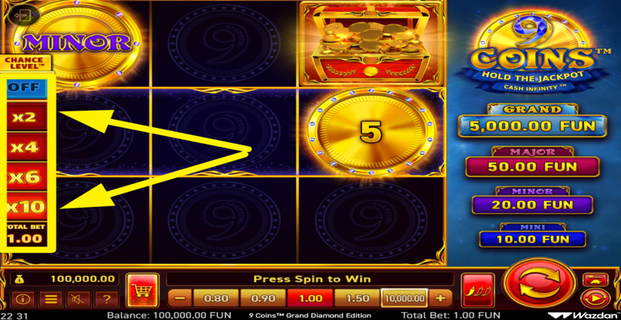 9 Coins Grand Diamond Edition Slot Bewertung, Demo & Boni (96.15% RTP)