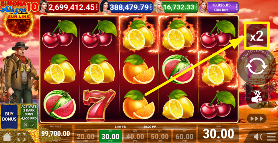 Avis, Bonus et Jeu Gratuit de la Machine à Sous Bufona Alegre 10 Sun Link