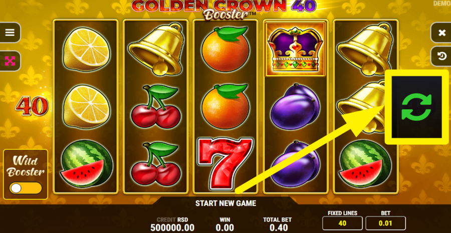 Golden Crown 40 Booster Slot Bewertung, Demo & Boni (95.96% RTP)