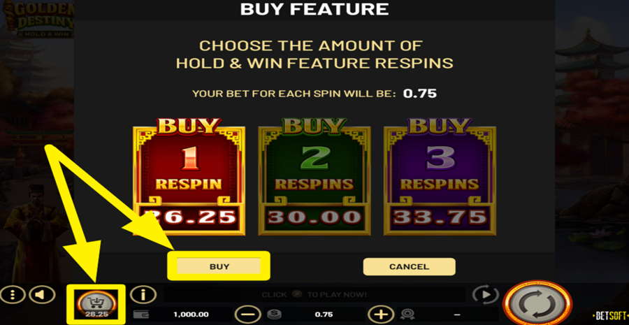 Golden Destiny Hold and Win Slot Bewertung, Demo & Boni (96.56% RTP)