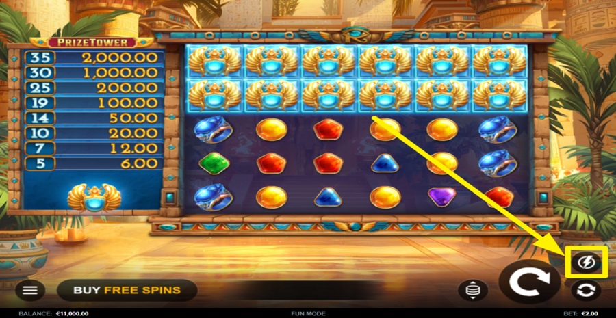 Horus Fire PrizeTower Slot Bewertung, Demo & Boni (96.36% RTP)