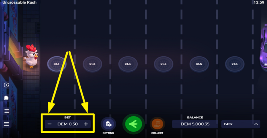 Uncrossable Rush Bewertung, Demo & Boni (96% RTP)
