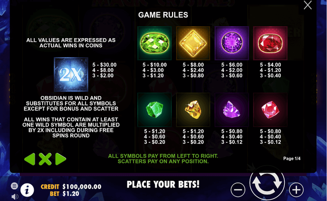 Magic Crystals Slot Review, Bonuses & Free Play (96.36% RTP)