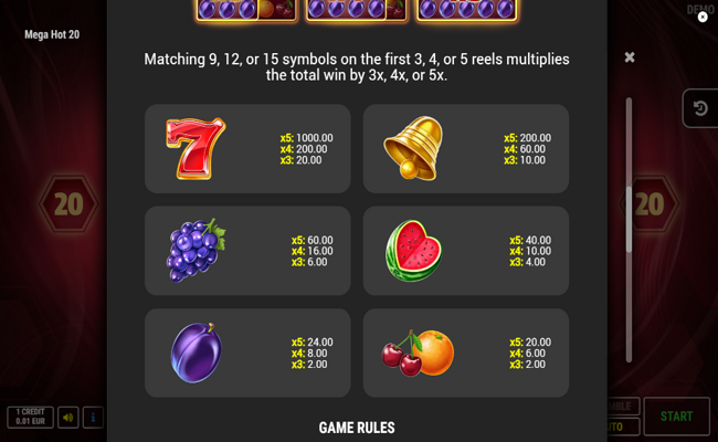 Mega Hot 20 Slot Bewertung, Demo & Boni (96.47% RTP)