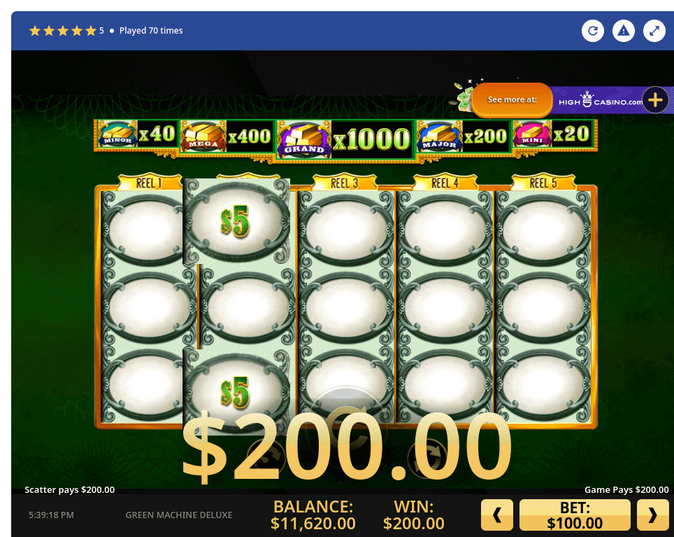 Green Machine Deluxe Slot Review, Bonuses & Free Play (95% RTP)