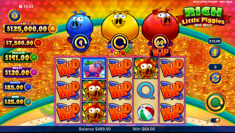 Rich Little Piggies Hog Wild Slot Review, Bonuses & Free Play (95.7% RTP)