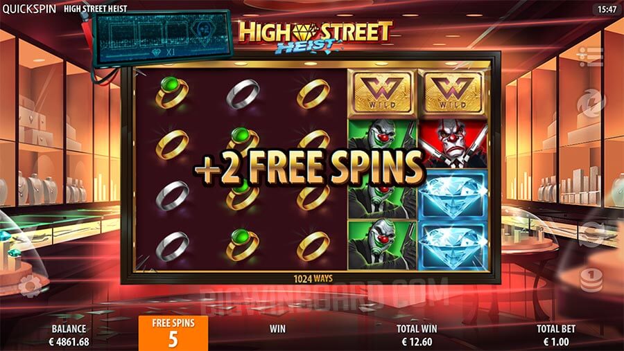 High Street Heist Slot Review, Bonuses & Free Play (96.29% RTP)