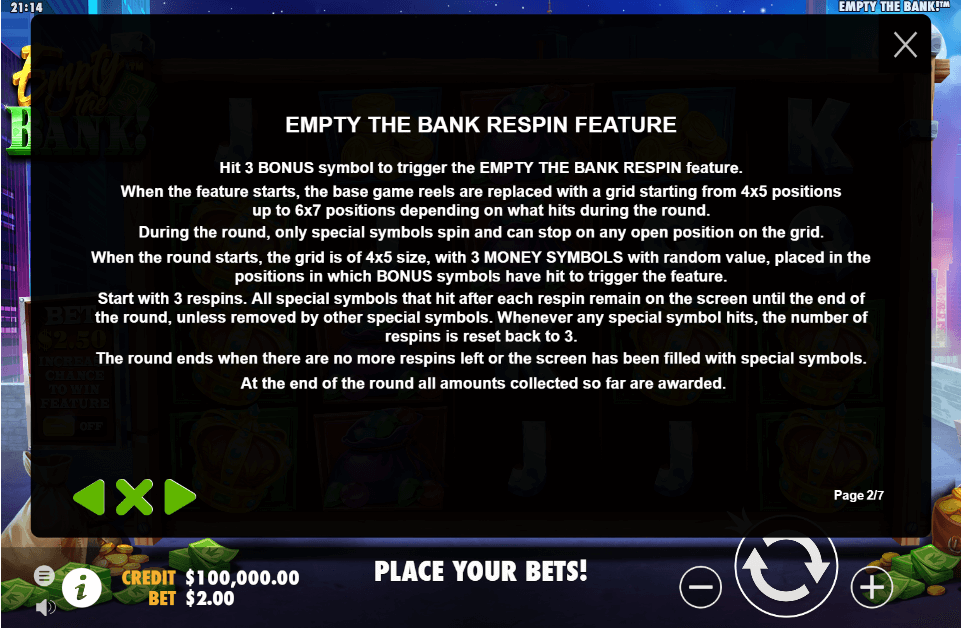 Empty the Bank Slot Review, Bonuses & Free Play (96.48% RTP)