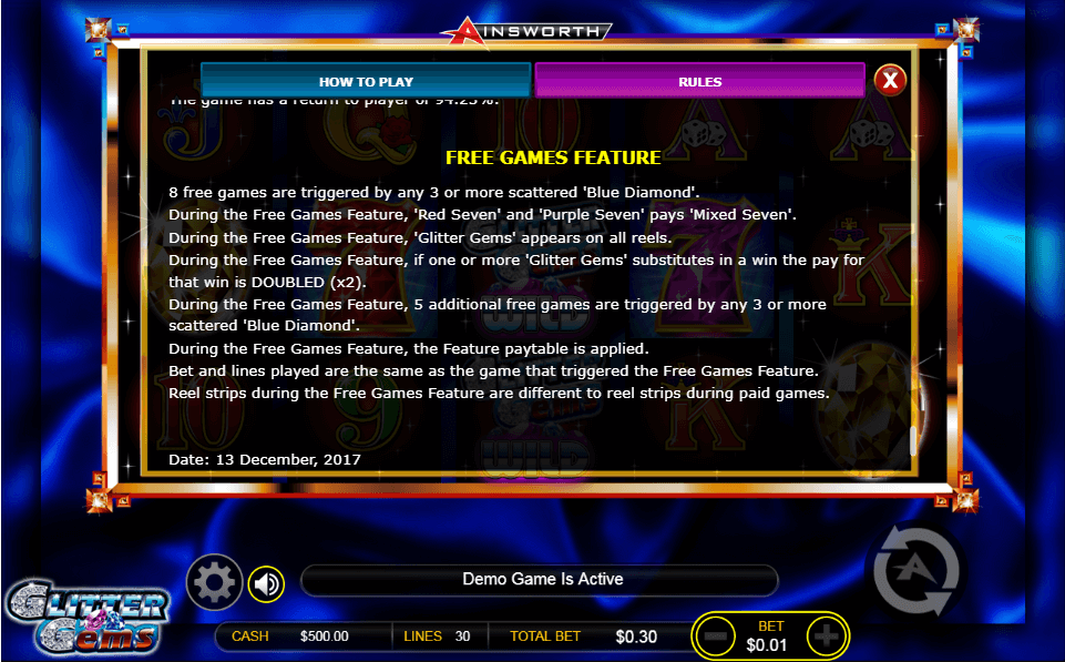 Glitter Gems Slot Review, Bonuses & Free Play (94.25% RTP)