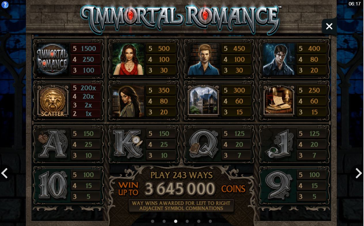 Immortal Romance Slot Review, Bonuses & Free Play (96.86% RTP)