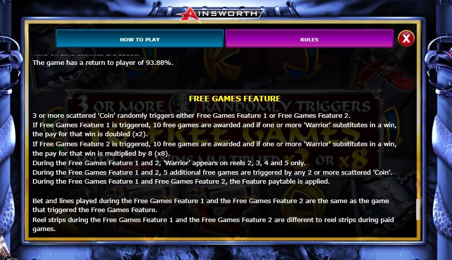 Ming Warrior Slot Review, Bonuses & Free Play (93.88% RTP)