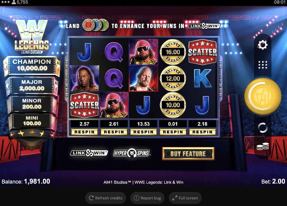 WWE Legends Link And Win Slot Review, Bonuses & Free Play (96.4% RTP)